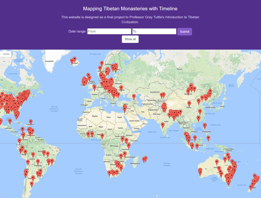 Mapping Tibetan Monasteries with Timeline